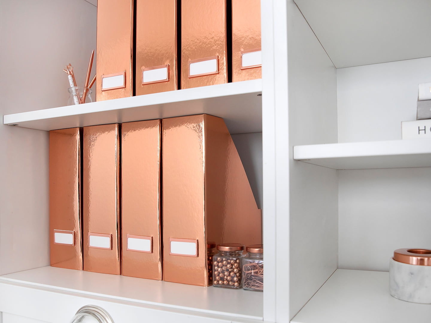 Blu Monaco Rose Gold Magazine Holder File Organizer Box- Foldable - Set ...