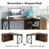 Tribesigns Reversible Industrial L-Shaped Desk with Enclosed Storage ...