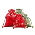 10 Pcs Flower Embroidery Wedding Gift Bags New Year Traditional Brocade ...