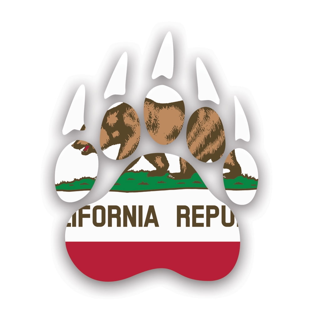 California State Bear Print Shaped Sticker Decal - Self Adhesive Vinyl ...