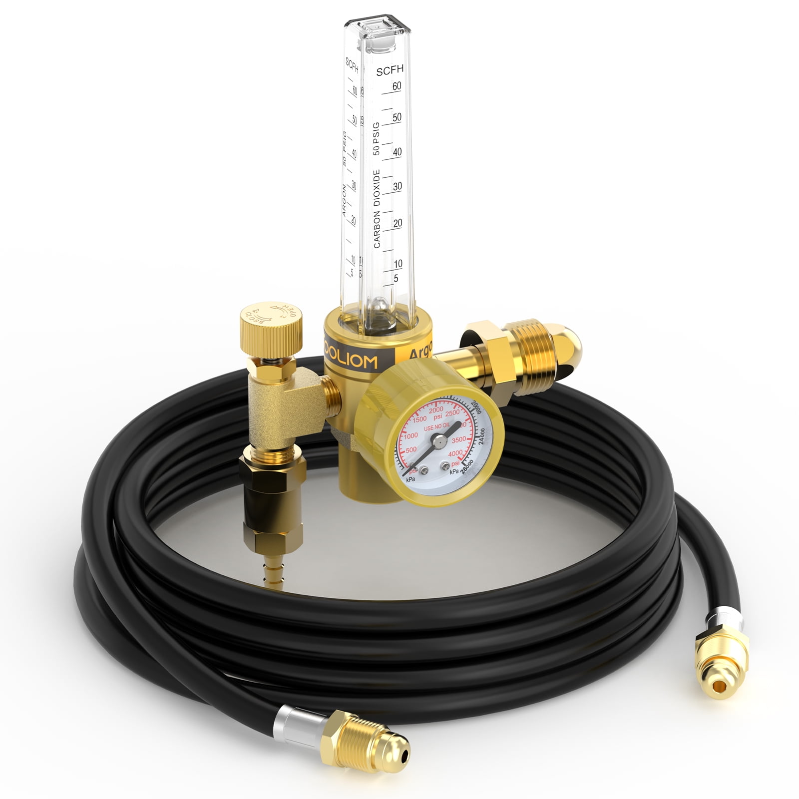 TOOLIOM CO2 Argon Flow Meter Gas Regulator Gauge with Gas Hose Mig Tig ...