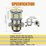 Ruiandsion P15D-25-3 LED Motorcycle Bulb Day Driving Light Warm White ...