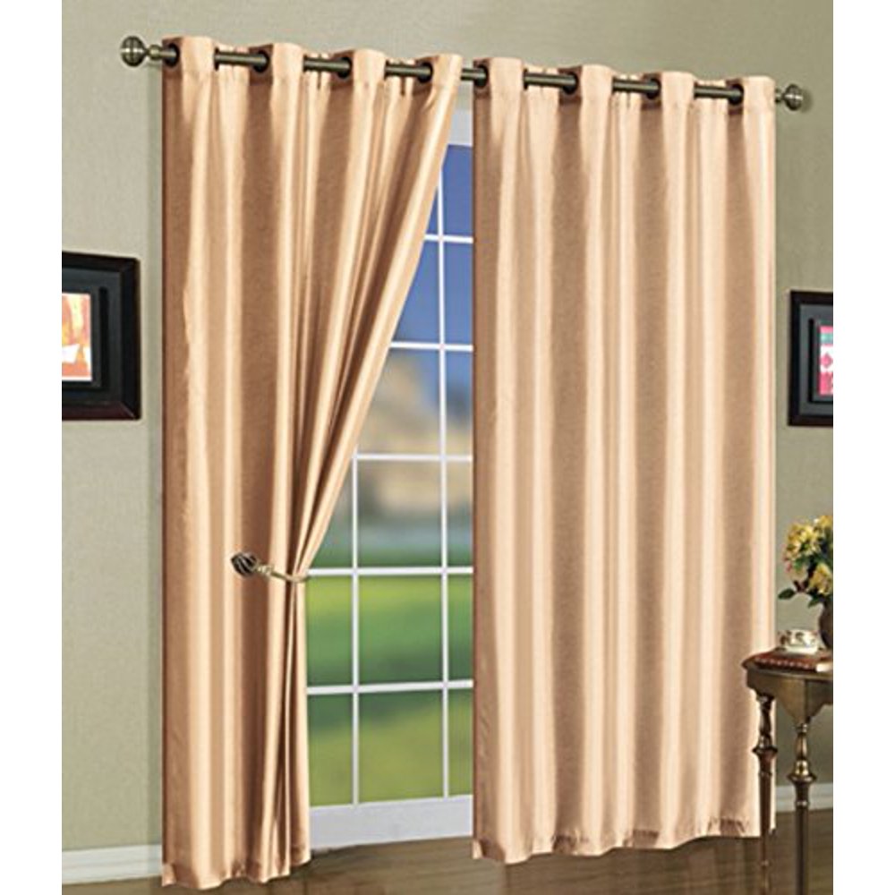 J&V Textiles Curtain Set with Two Curtain Panels and Hanging Grommets ...