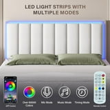 4 Ever Winner Twin Bed Frame with LED Light Headboard, White, Modern ...