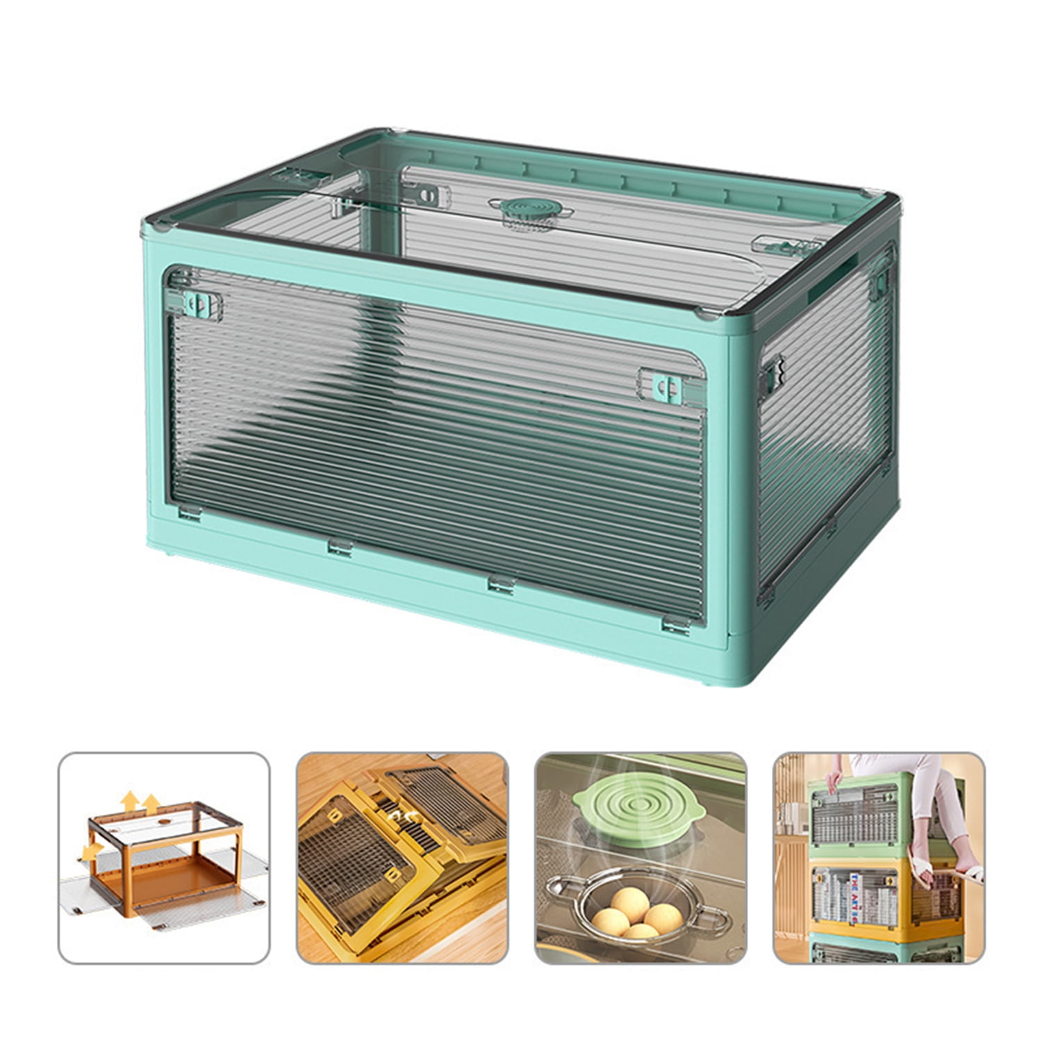 Gemdeck 56L Folding Storage Box with Lid Stackable Plastic Large ...