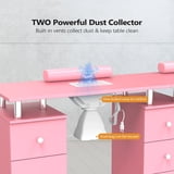 Ktaxon Double Nail Desk with Electric Dust Collectors, 5 Drawers, 2 ...