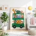 Affixzi Animal Illustration Print, Safari Animals on Green Bus Scene ...