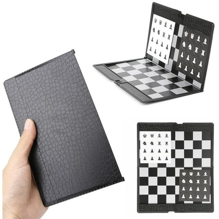 Pocket Folding Magnetic International Chess Set Board Checkers Traveler ...