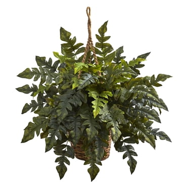 Nearly Natural Boston Fern Hanging Basket - Walmart.com