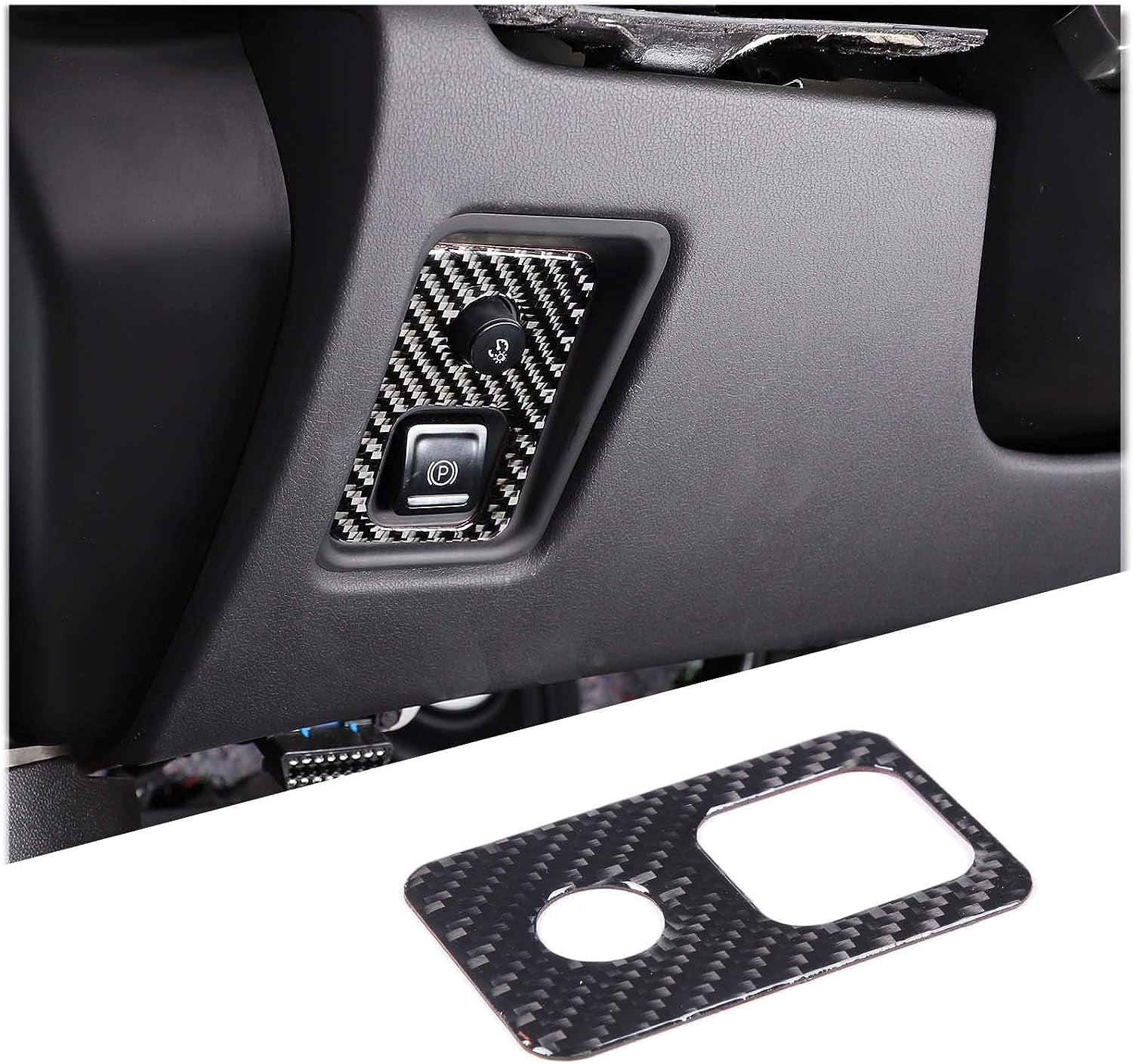 TINKI Soft Carbon Fiber Car Electronic Handbrake Trim Cover Compatible ...