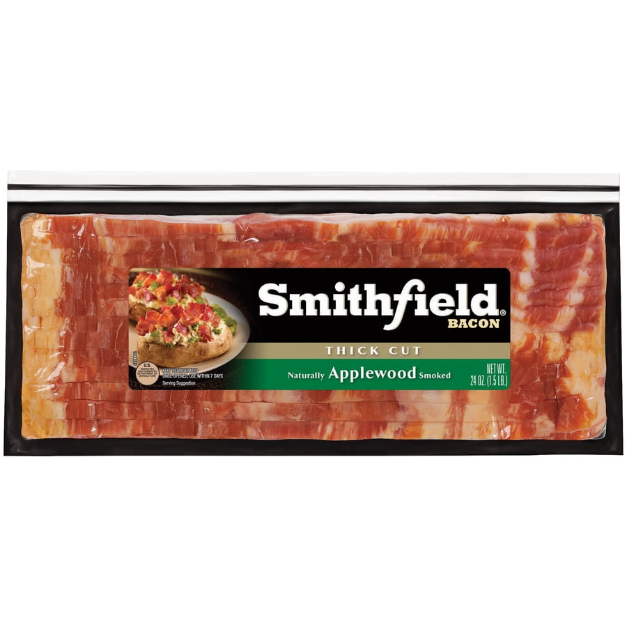 Smithfield Thick Cut Applewood Smoked Bacon, 24 oz - Walmart.com - Walmart.com