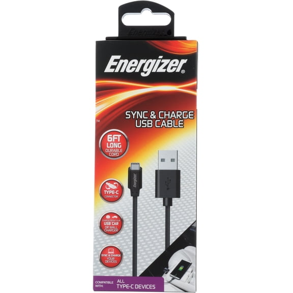 (Pack of 6) Energizer USB Type-C Cable 6 ft 1 Ea - Walmart.com