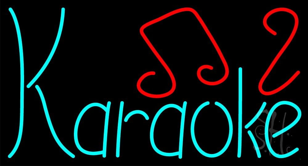 Blue Karaoke Red Musical Note LED Neon Sign 20" Tall x 37" Wide ...