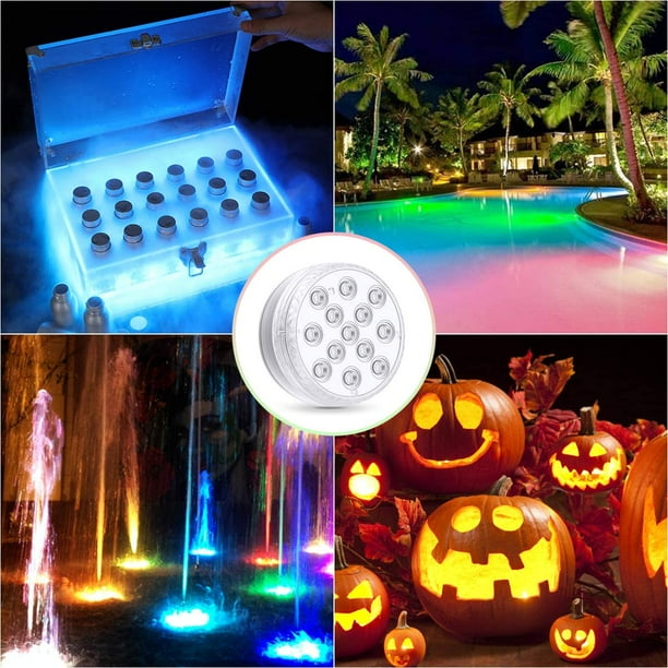 Submersible LED Light, IP68 Lighting Multi-color Underwater Lights with ...