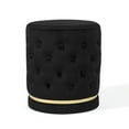 Joveco Round Velvet Ottoman Footstool, Modern Upholstered Button Tufted ...