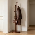 Coat Rack Freestanding, Wooden Coat Tree with 2 Main Rods, Heavy Duty ...