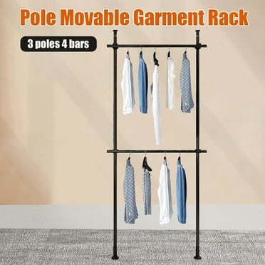 Miumaeov 2 Tier Adjustable Clothes Rack Hanger Telescopic Wardrobe ...