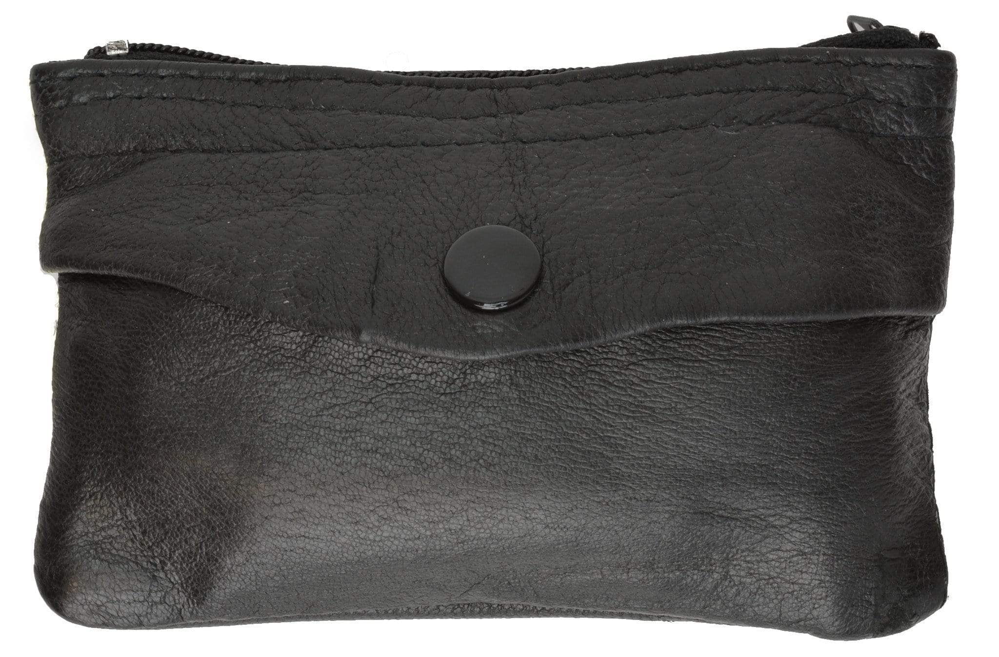 Genuine Leather Zippered Change Purse Black 92800 (C) - Walmart.com