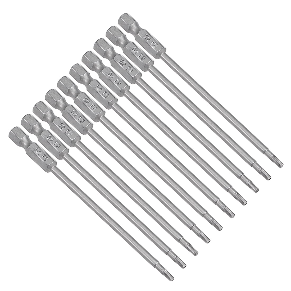 10pcs 1/4" Hex Shank T9 Magnetic Security Torx Screwdriver Bits 100mm ...