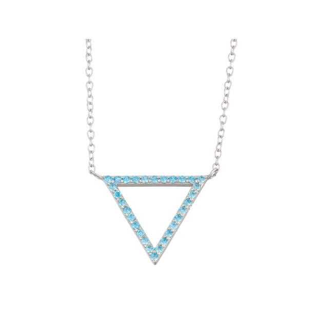 Simulated Blue Topaz Sterling Silver Open Triangle Necklace, 18 ...