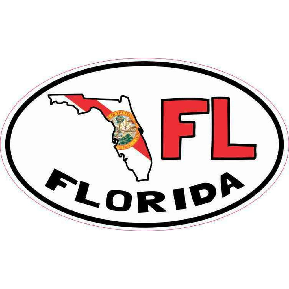 5inx3in Oval FL Florida Sticker Vinyl Car Truck Bumper Decal Cup ...
