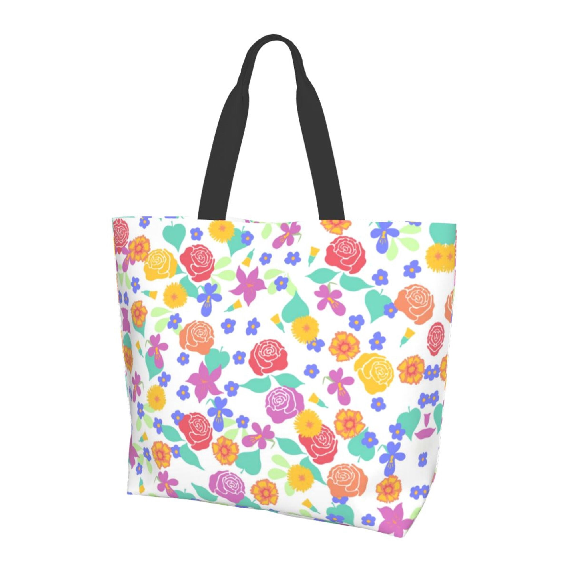 ZICANCN Canvas Tote Bag Aesthetic - Flowers Floral Spring Grocery Bags ...