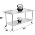 72x30 In Stainless Steel Workbench with Wheels Hooks and Backsplash ...