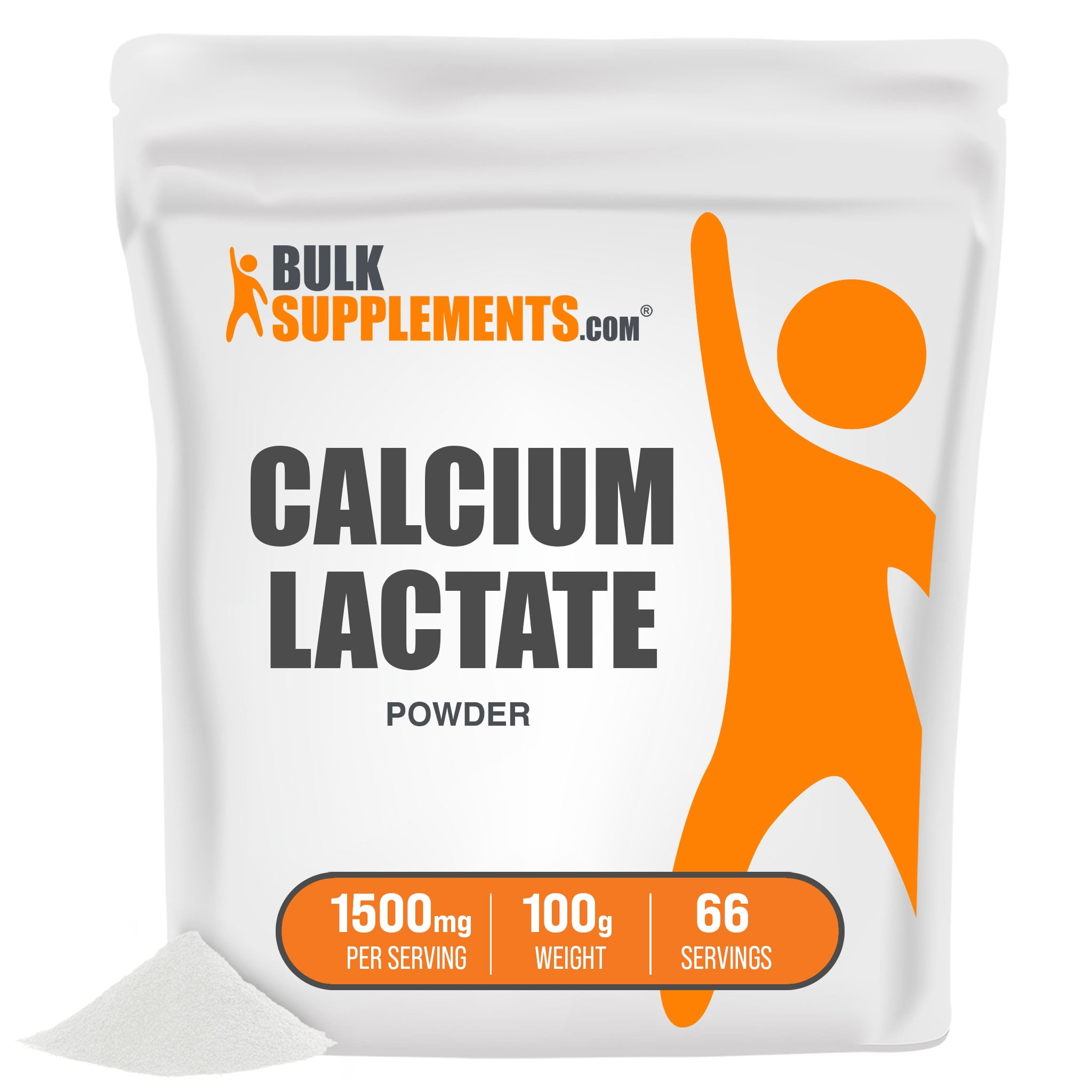 BulkSupplements.com Calcium Lactate Powder, 1500mg - Bone Support (100 ...