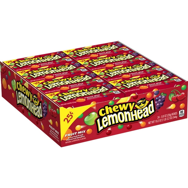 Chewy Lemonhead, Fruit Mix Candy, 0.8 Oz. (Box of 24) - Walmart.com ...