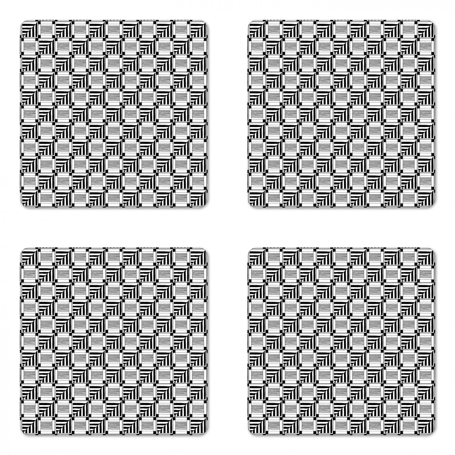 Black and White Coaster Set of 4, Abstract Composition of Monochrome ...