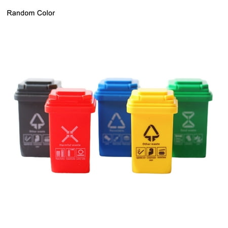 HEVIRGO 5Pcs Garbage Can Anti-deformed Creative Plastic Dollhouse Mini ...