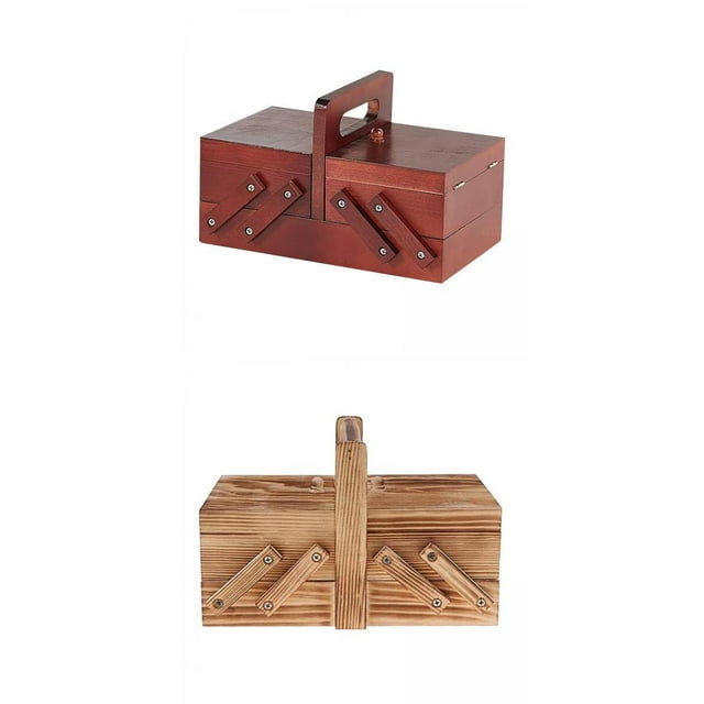 2x Wooden Sewing Box Sewing Accessories Storage Case for Sewing ...