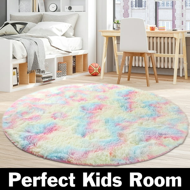 Ultra Soft Round Area Rug for Bedroom, Fluffy Plush Circle Rug for Kids ...