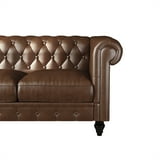 Classic PU Upholstery Sofa Couch, 3 Seat Tufted Back with Deep Button ...