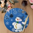 Blue Snowman Christmas Round Placemats Set of 6, Braided Polypropylene ...