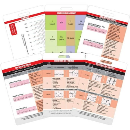 EKG Card Set (Vertical) - 6 Card ECG Telemetry Cards with EKG Ruler ...