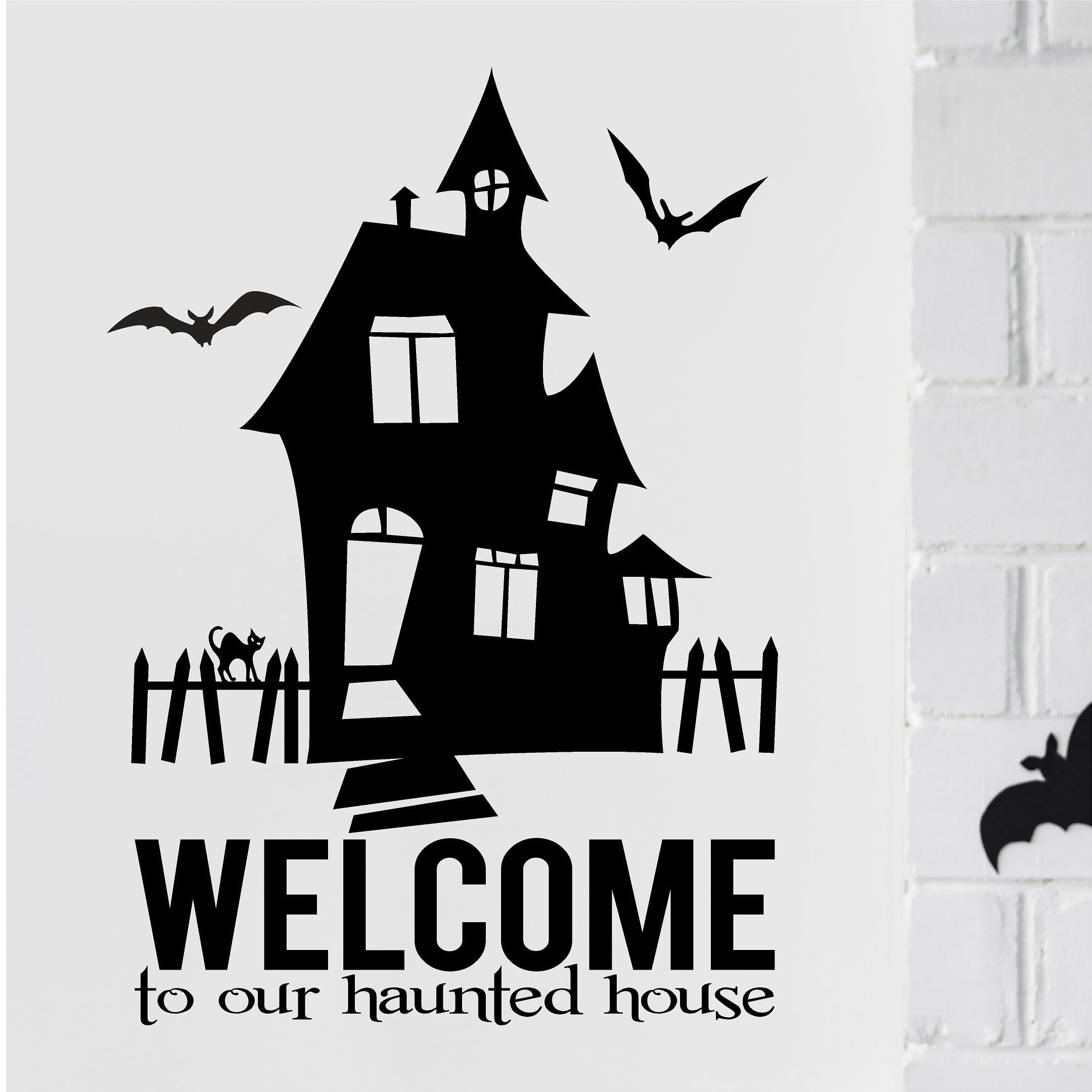 Halloween Welcome To Our Haunted House with Bats Wall Decal Vinyl ...