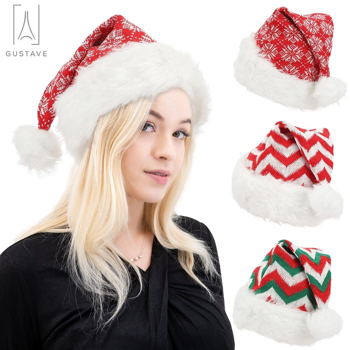 Gustave Christmas Hats Santa Hats Comfort Knitted Xmas Holiday Hats ...