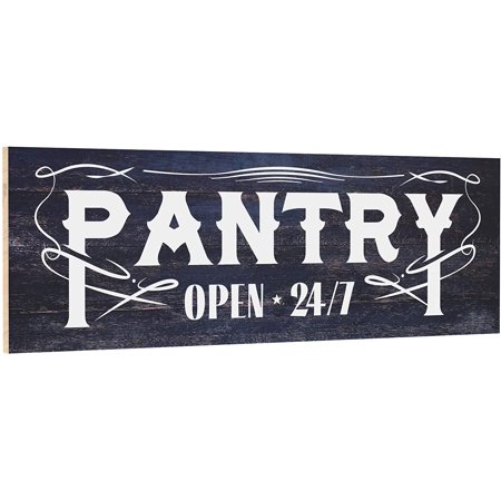 Pantry Open 24/7 Wood Signs Decor Rustic Wood Wall Sign (Black ...