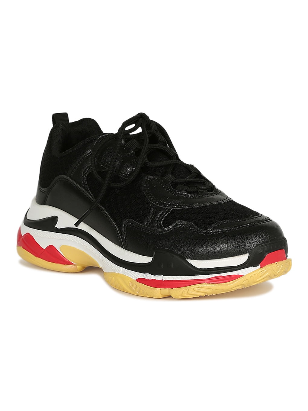 Women Mesh Panel Embossed Midsole Lace Up Sneaker 18947 - Walmart.com