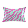 Blue Pink Zebra Pattern Pillow Case King Size Silky Satin Pillow Cover ...