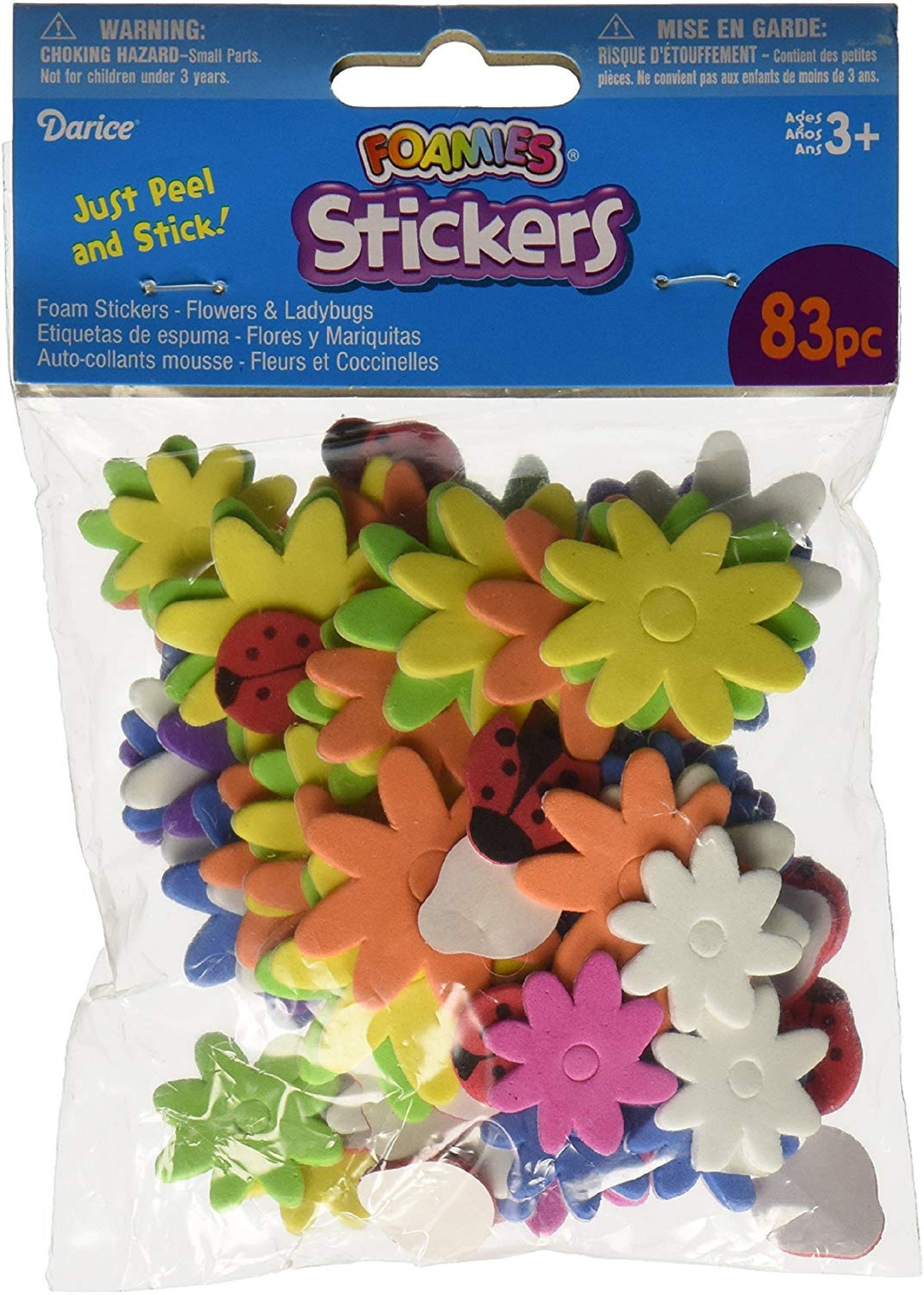 Foam Stickers Flower and Ladybug, 83pk - Walmart.com