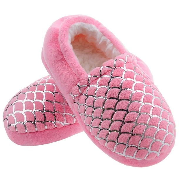 HOMEHOT Girls Slippers Little Kid Big Kid Memory Foam House Slippers ...