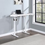 Stealth Adjustable Sit-to-Stand Corner Desk with Drawers, White ...