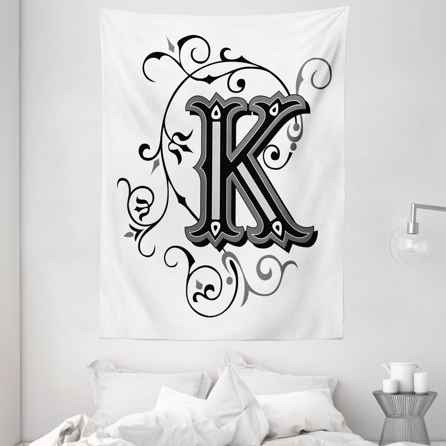 Letter K Tapestry, Uppercase K with a Design from Medieval Times Letter ...