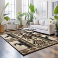 Area Rugs 4x6,Ethnic Abstract Square Triangle on Brown Non Slip ...