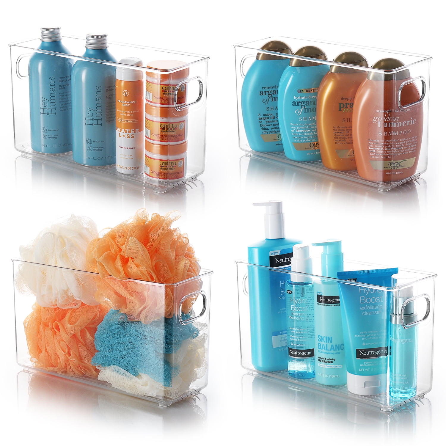 StorageBud Clear Storage Bins ,10.6X3.9X6" Plastic Containers,4 Pack ...