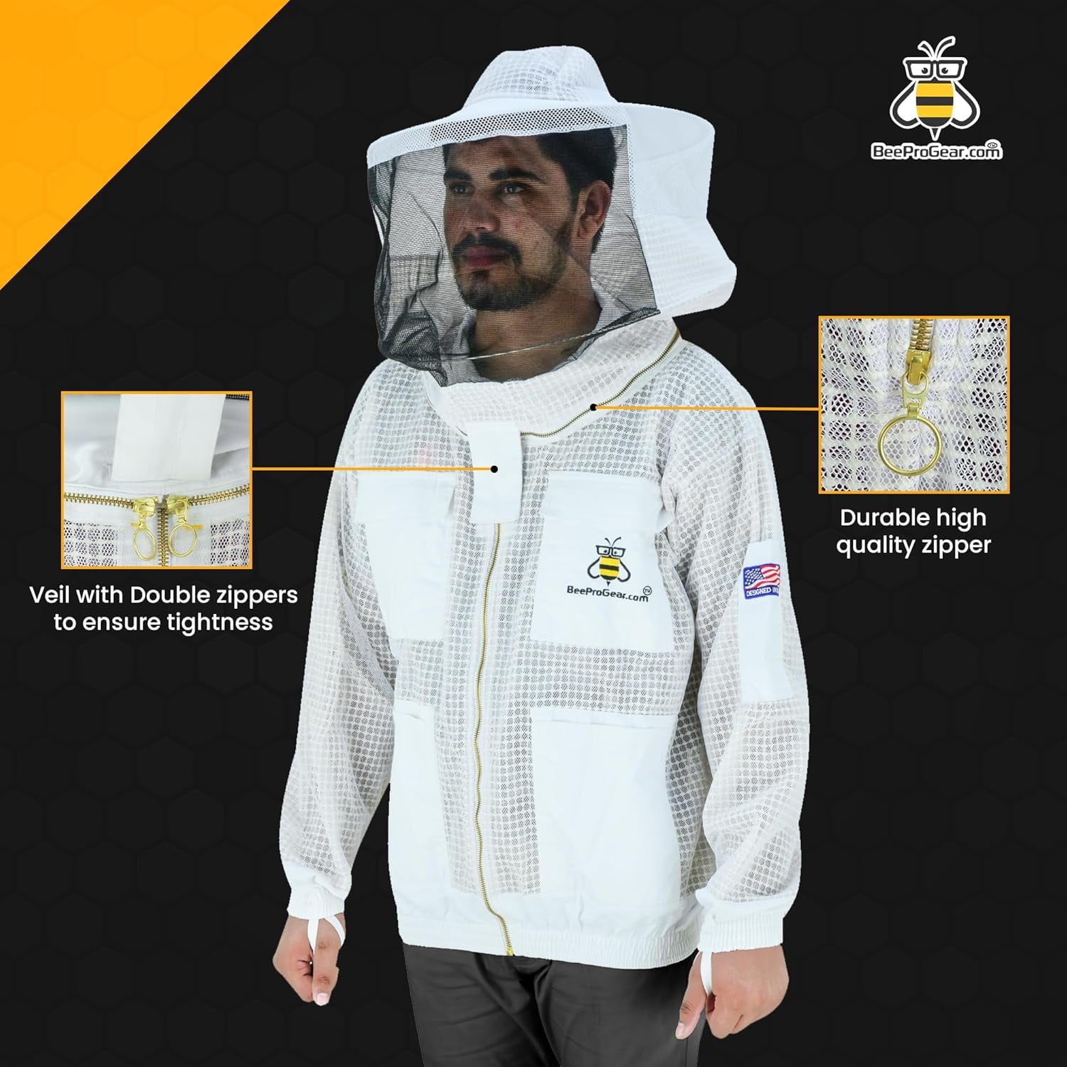 Bee Protective Gear Mens 3 Layer Ventilation White Bee Protection / BeeKeeping Suit Hornet Suits ...