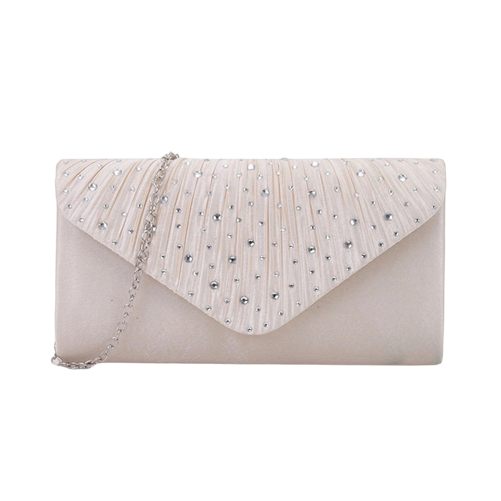 Click here for Rxmekw Rhinestone Evening Bag With Pleats And Chai... prices
