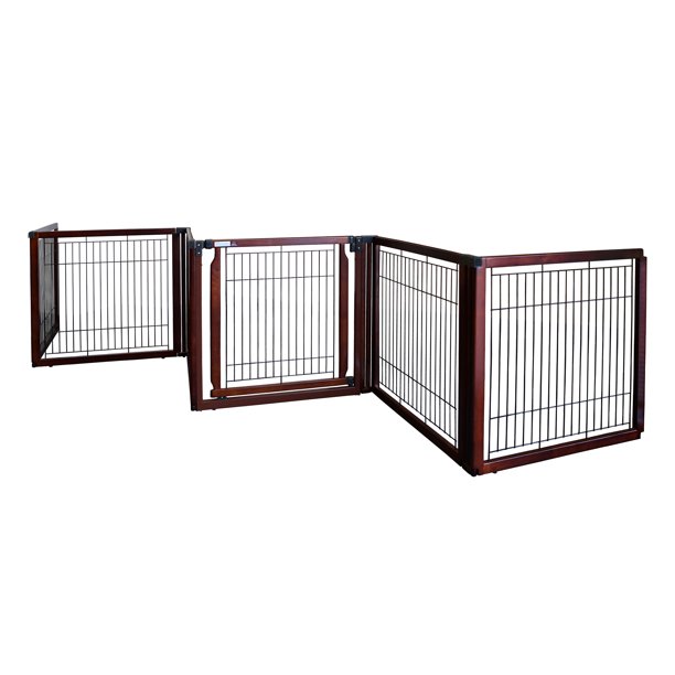 Richell Convertible Elite Dog Gate, Cherry Brown, 135.80"L x 29.10"W x ...